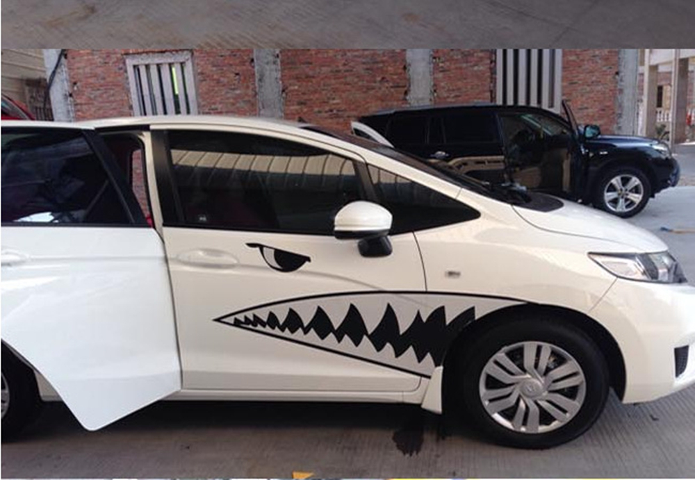 2pcs Waterproof DIY Shark Teeth Car Body Sticker Auto Tooth Vinyl ...